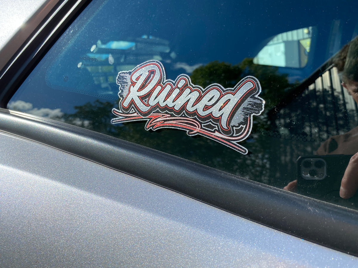 RUINED metal flake decal - Gold or Silver – Hatem Graphics
